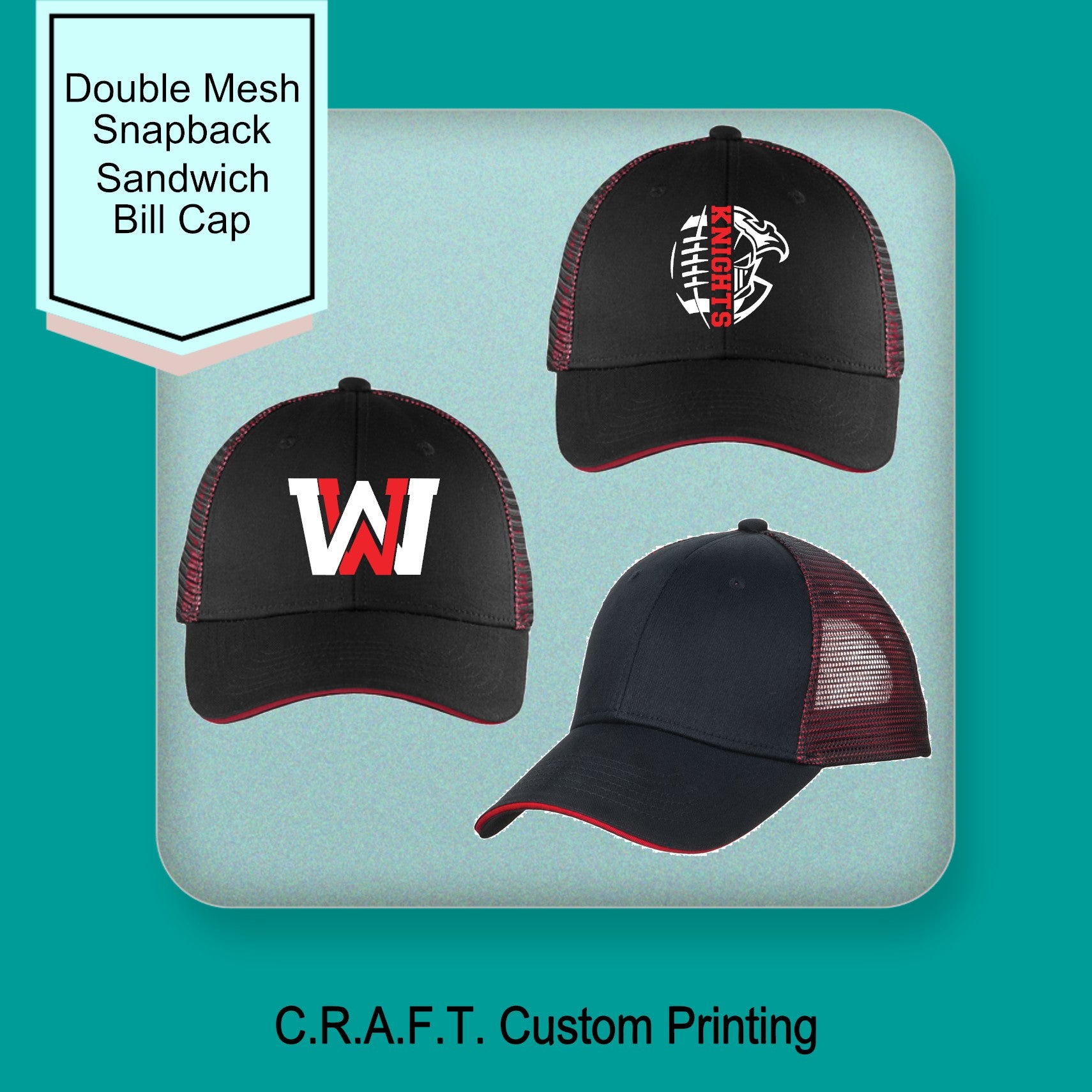 Double Mesh Snapback Sandwich Bill Cap | Craft Custom Printing